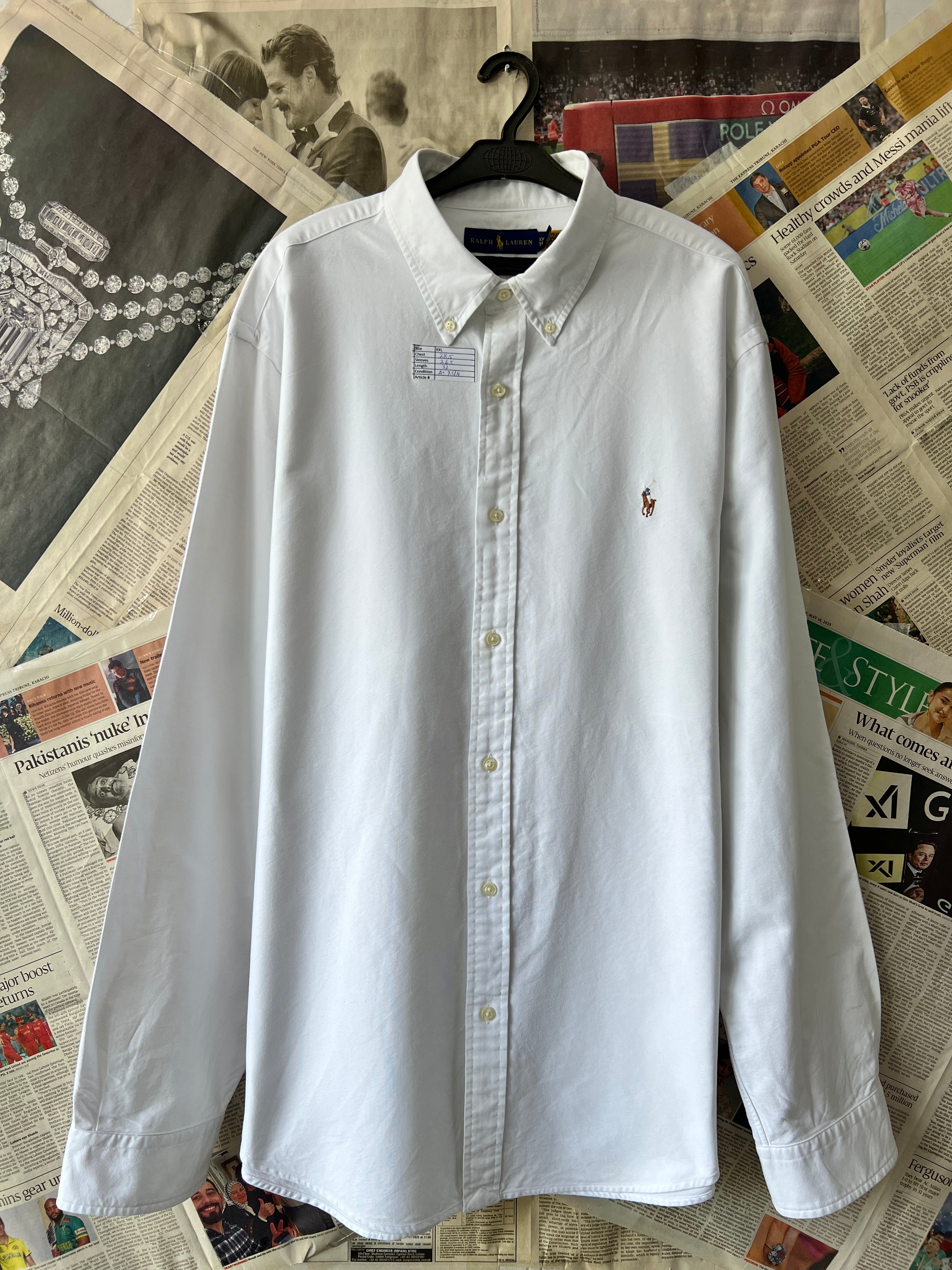 Ralph Lauren® XXL | Chest 28.5 | White | Shirt | Cotton – Authentic Maal